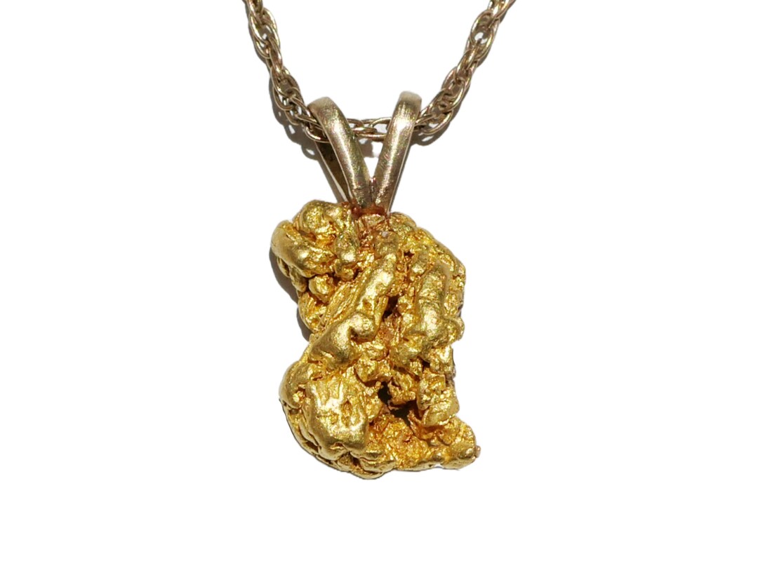 Real Gold Nugget Pendant, California Gold Nugget Necklace, Solid Gold ...
