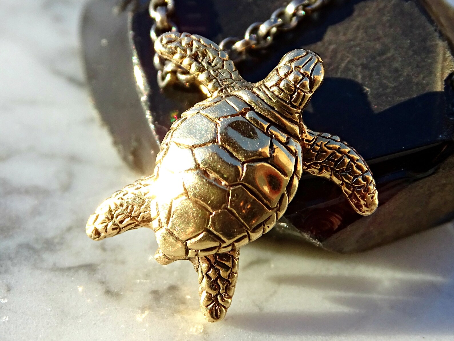 Gold Turtle Pendant, Small Turtle Pendant Gold, Sea Turtle Pendant ...