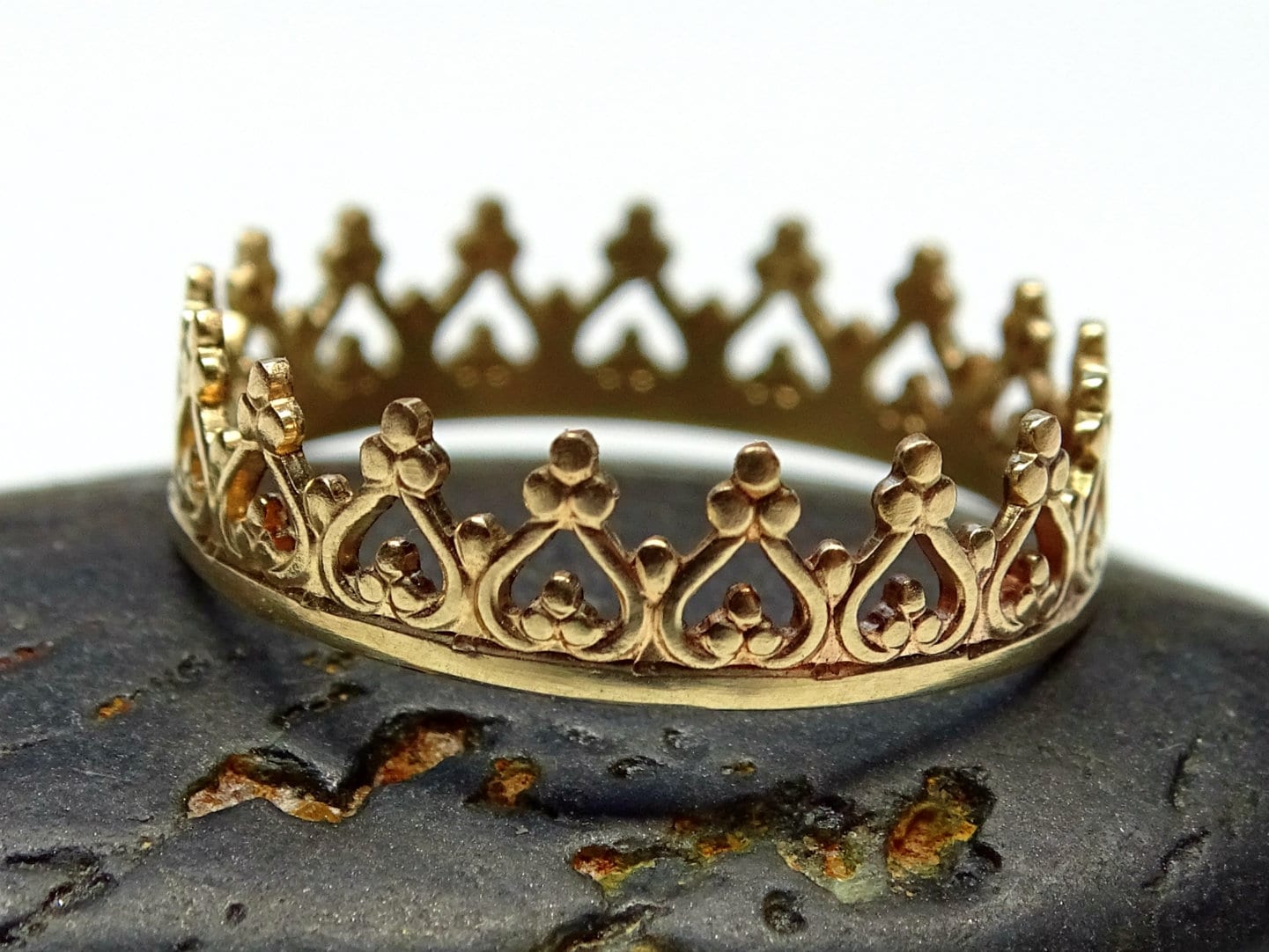 Womens wedding ring gold crown ring crown engagement ring | Etsy