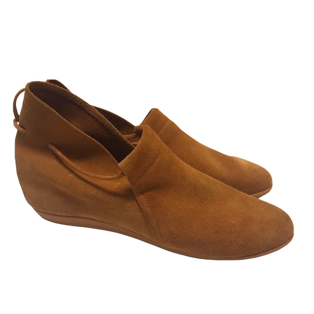 Vintage Buskens Rambler Orange Suede Leather Flat Tie Back Shoes WOMENS ...