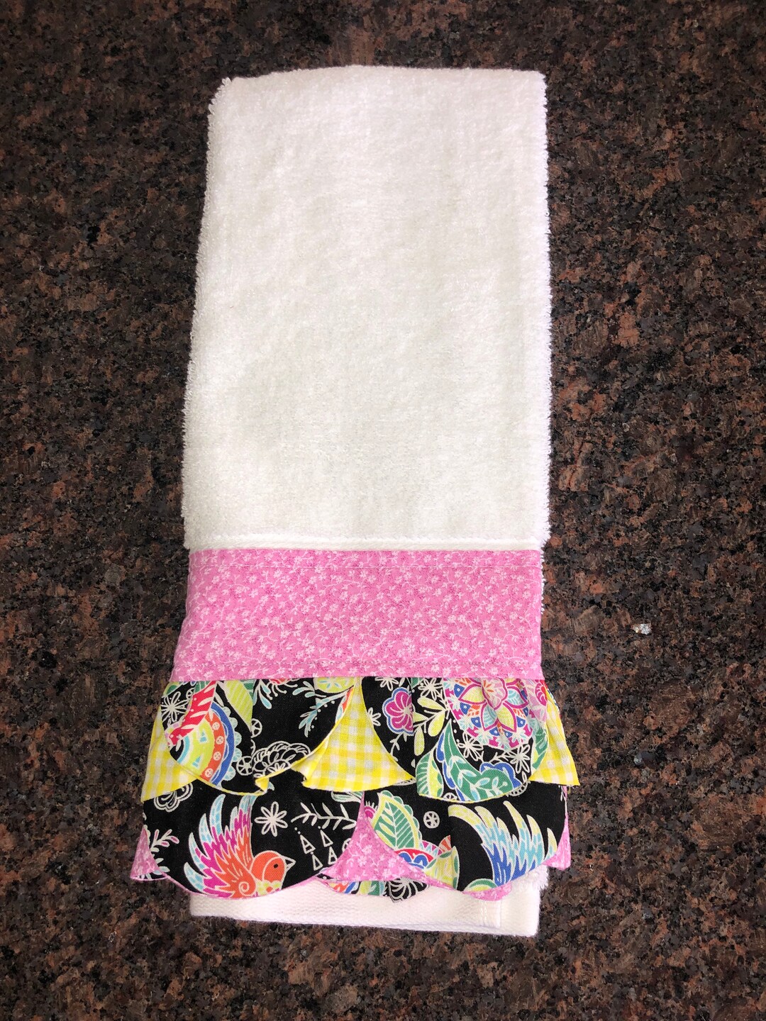 White Ruffled Kitchen Tea Towel, White Kitchen Towel, Bird Designs - Etsy