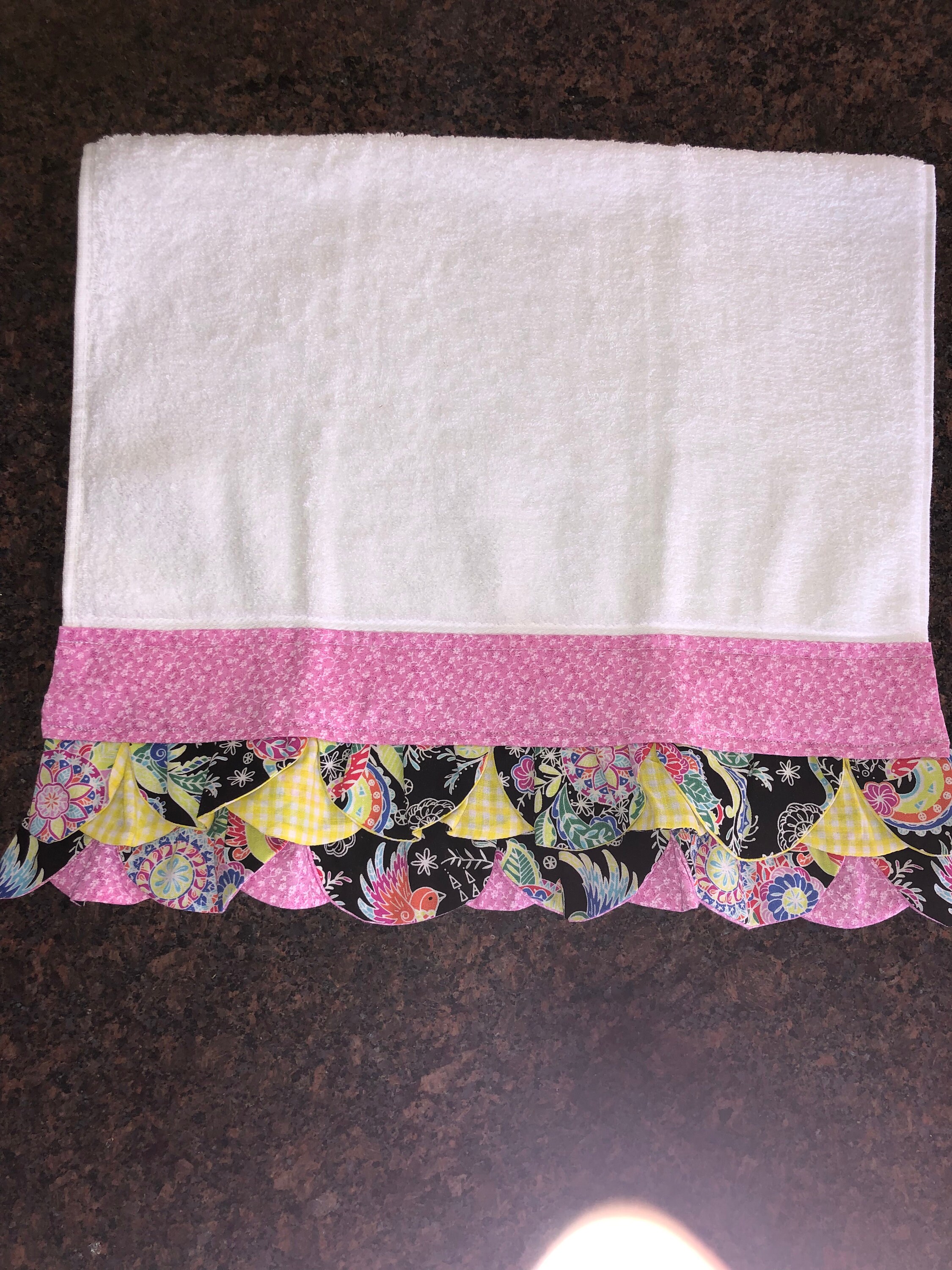 White Ruffled Kitchen Tea Towel, White Kitchen Towel, Bird Designs - Etsy