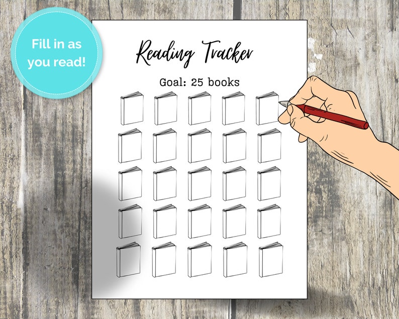 Book Reading Tracker Printable, Goal Tracker (digital Download) - Etsy