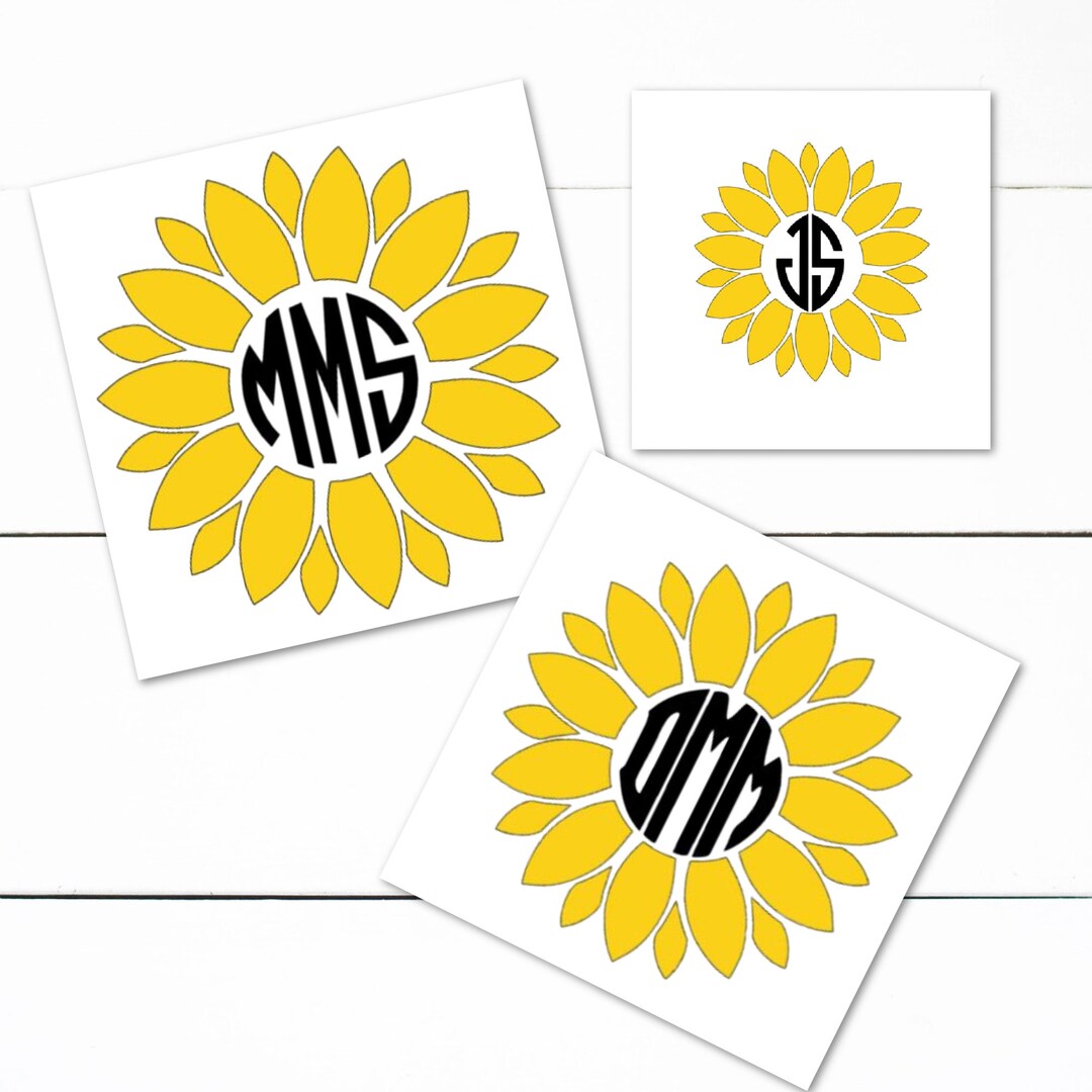 Sunflower Monogram Decal, Car Decal Monogram, Monogram Decal, Tablet ...