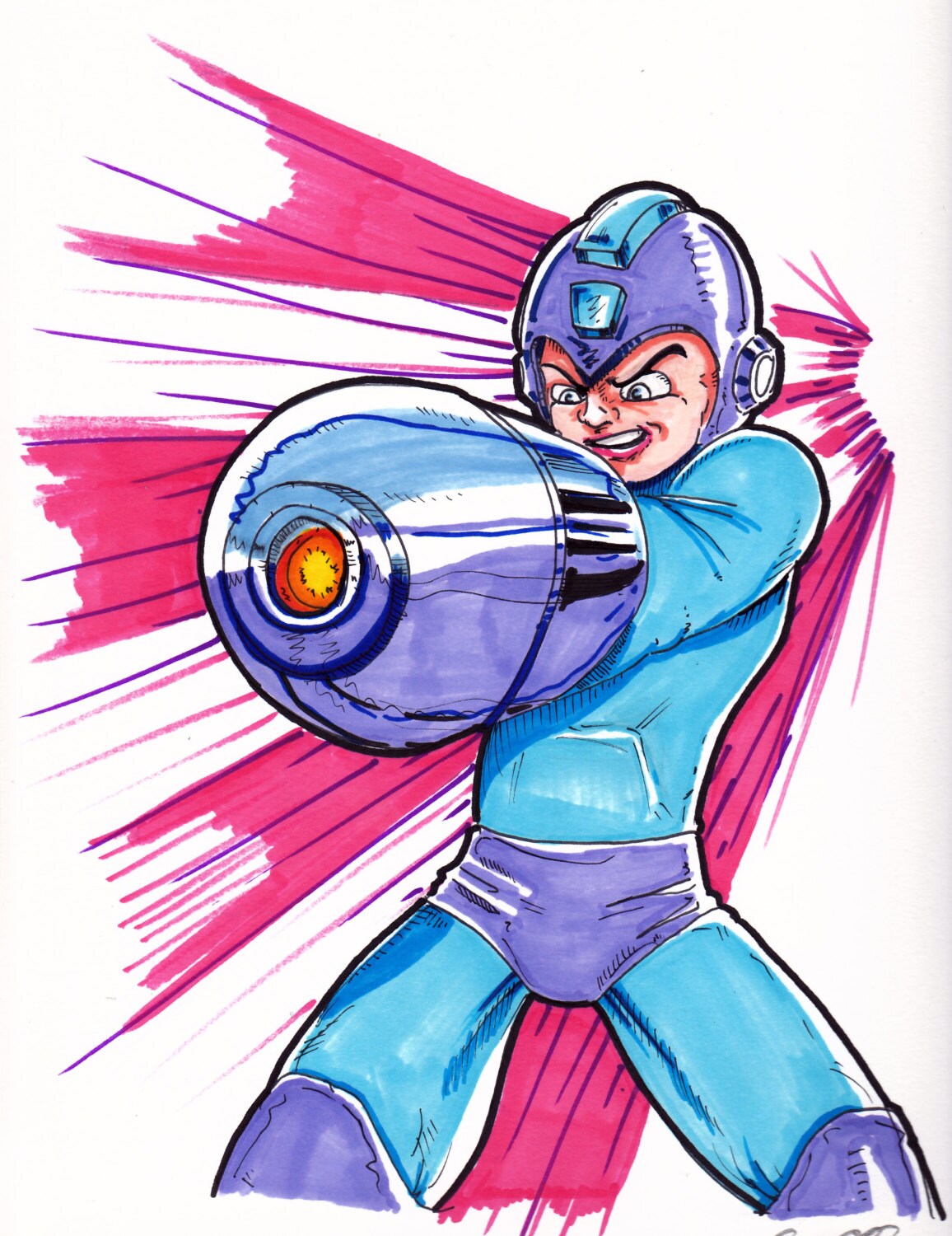 Mega Man Original Full Color Drawing - Etsy