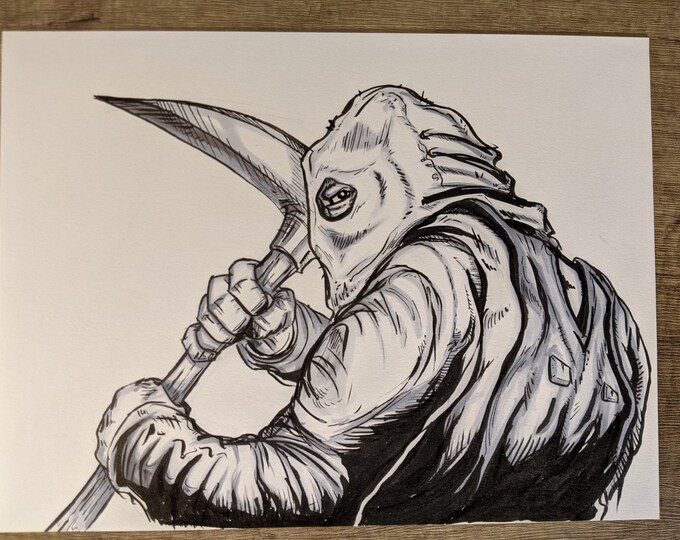 Original Jason Voorhees Friday the 13th Part 2 Ink Marker Sketch Horror ...