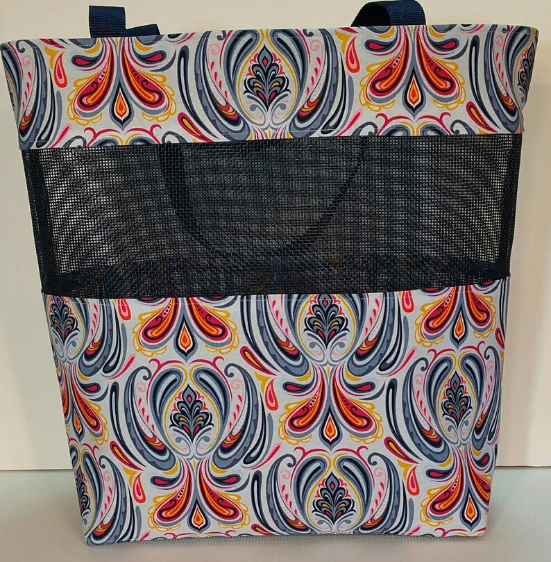 Handmade Tote Bag Geometric Damask Paisley Glitter Red Pink Purple Blue ...