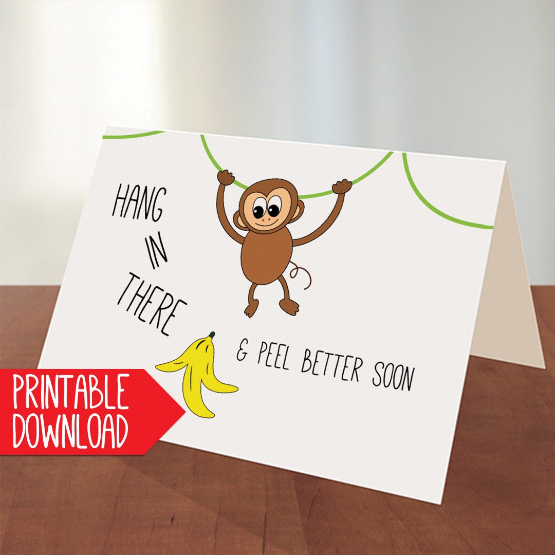 Get Well Soon Monkey DIGITAL / PRINTABLE Card - Etsy