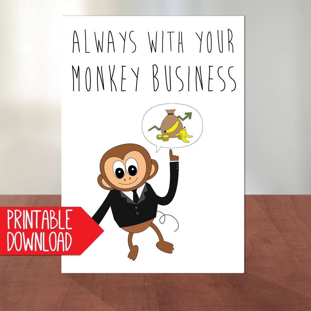 Monkey Business DIGITAL / PRINTABLE Card - Etsy