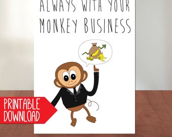 Get Well Soon Monkey DIGITAL / PRINTABLE Card | Etsy
