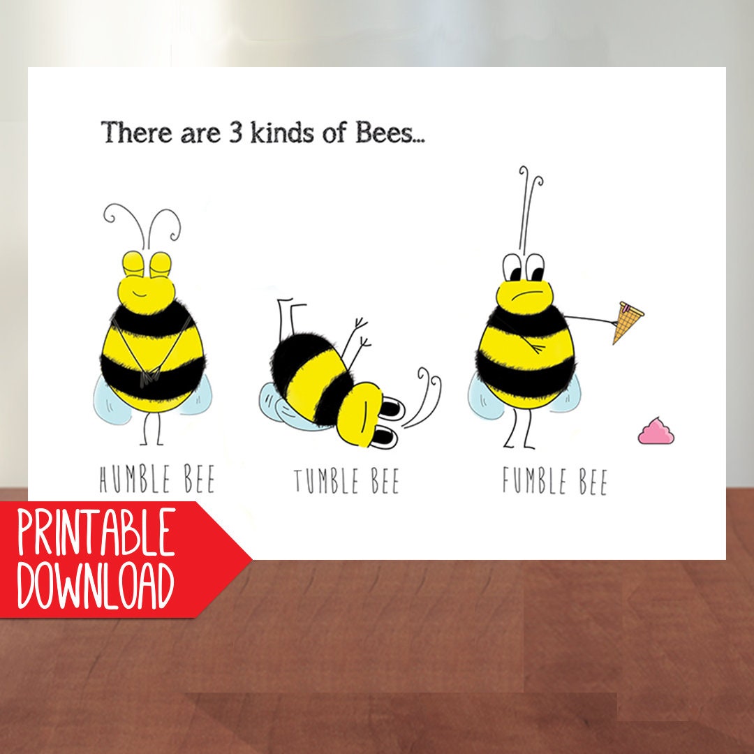 Humble, Fumble, Tumble Bees DIGITAL / PRINTABLE Card - Etsy