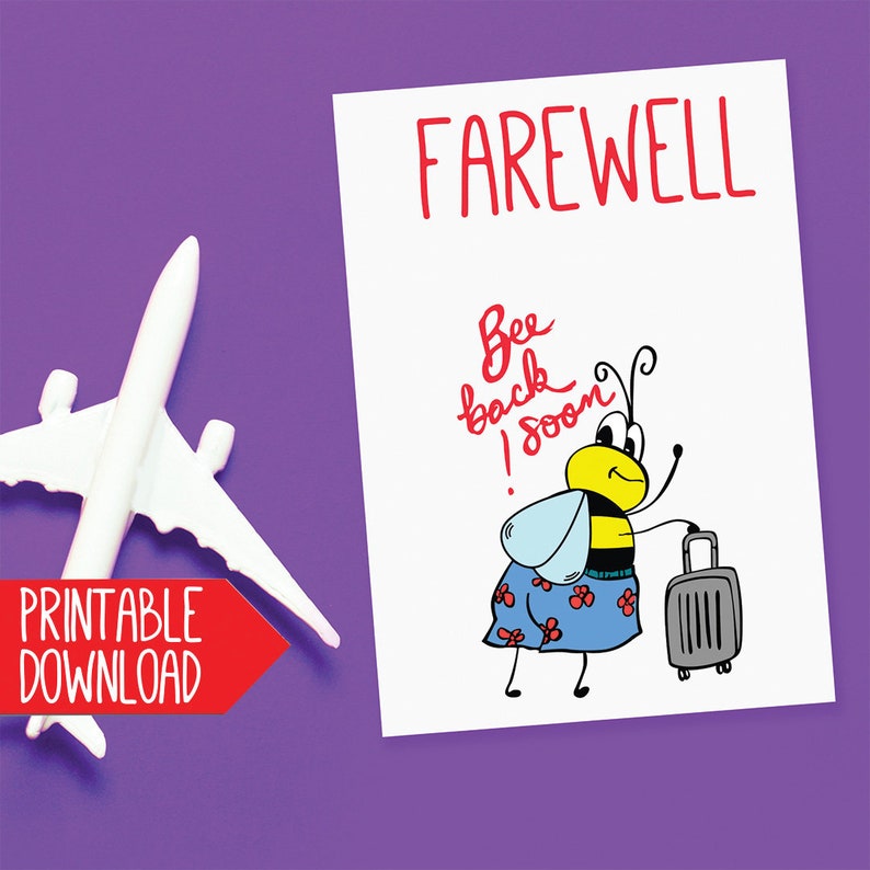 FAREWELL Bee Back Soon DIGITAL / PRINTABLE Card - Etsy Hong Kong