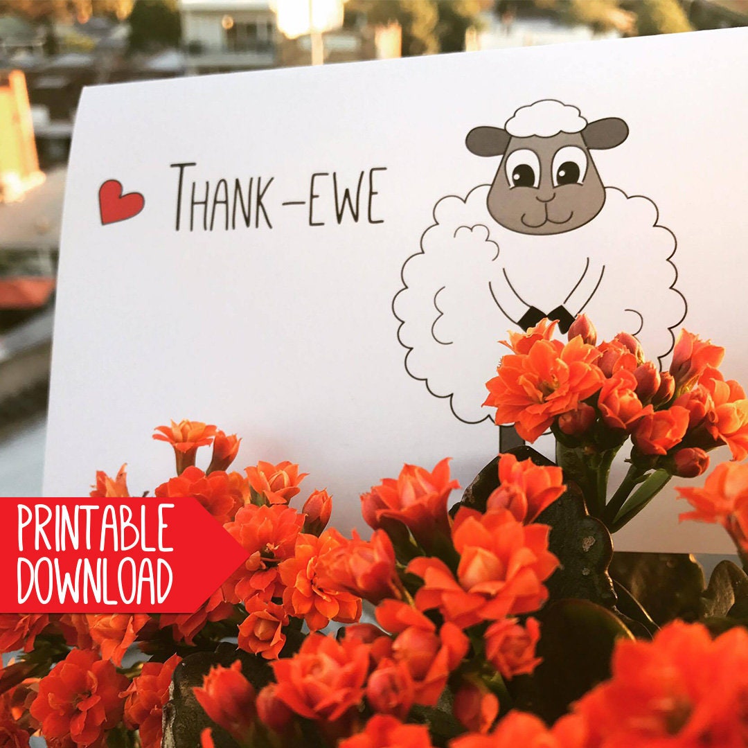 Thank Ewe DIGITAL / PRINTABLE Card - Etsy