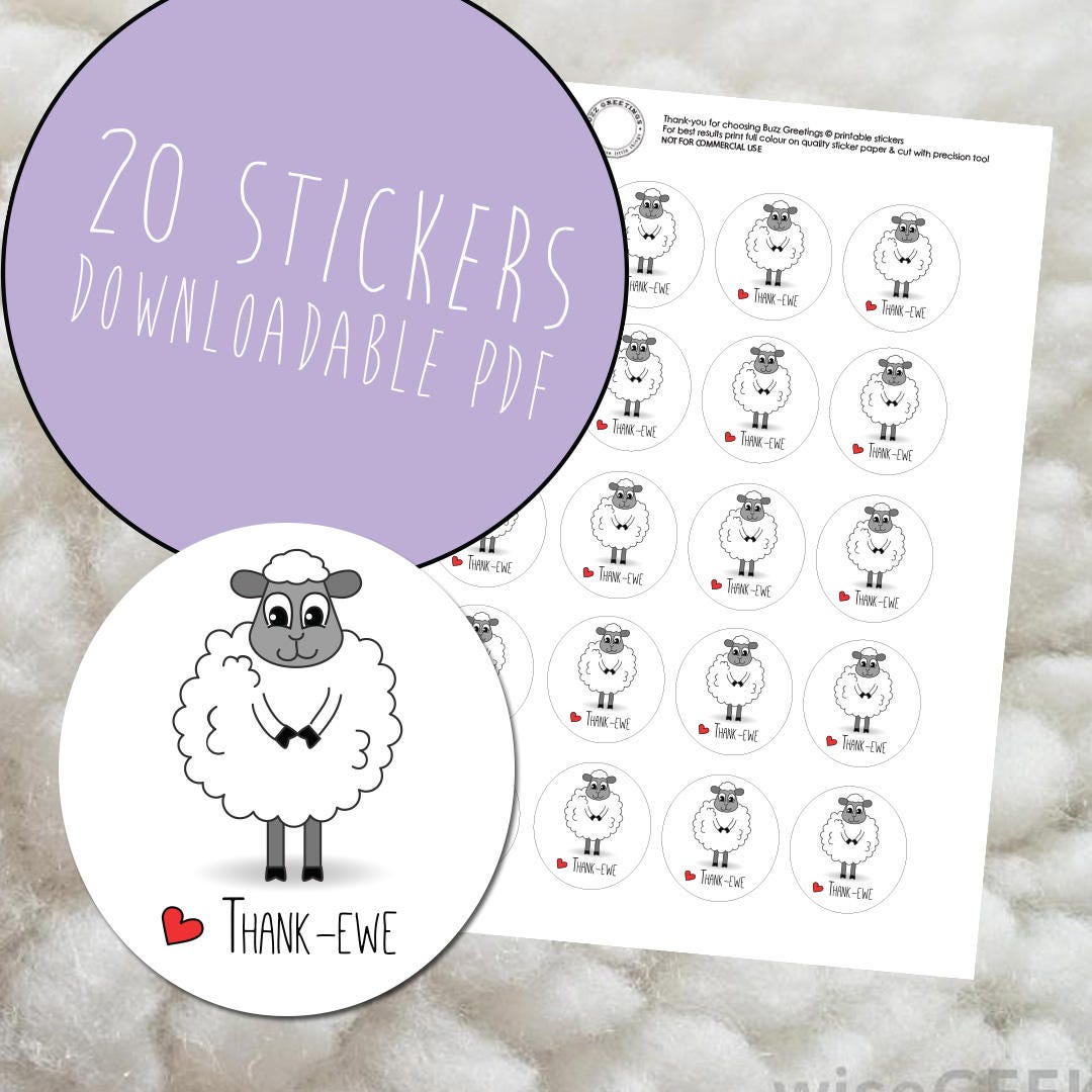 THANK EWE Stickers Download 20 per Sheet - Etsy