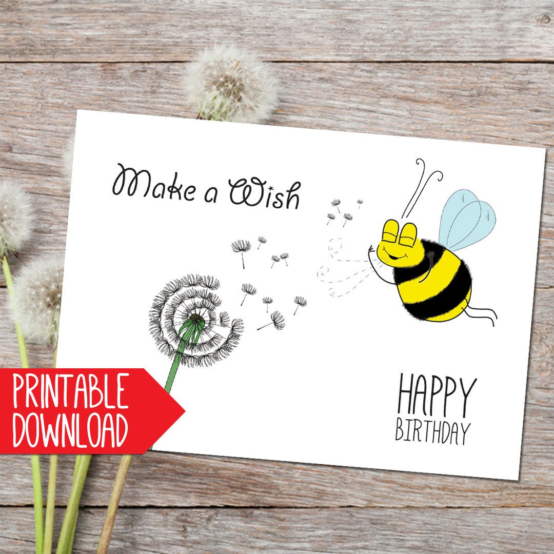 Make A Wish PRINTABLE / DIGITAL Card - Etsy