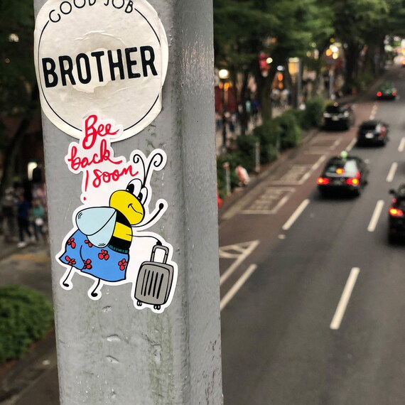 Bee Back Soon Vinyl Sticker luggage - Etsy