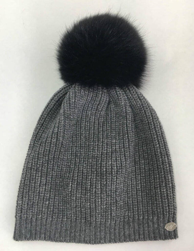 Hat. Italian Cashmere Wool Hat With Real Fur Pom Pom. Wool Hat. Fur Pom ...