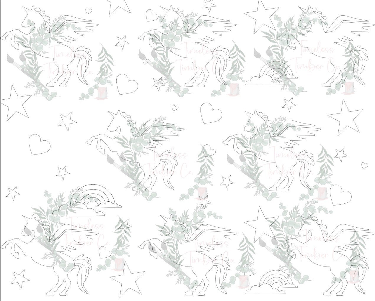 Olivia Unicorn Rectangle Template | SVG, EPS File | Laser Ready ...