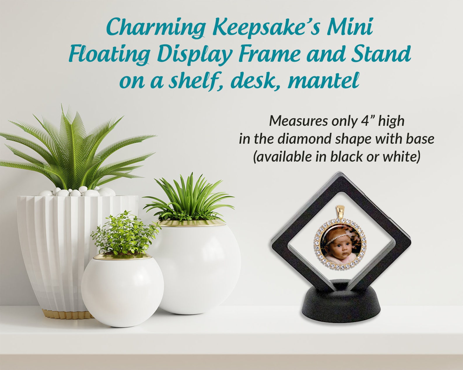 Square Rhinestone Photo Charm With Floating Display Frame - Etsy