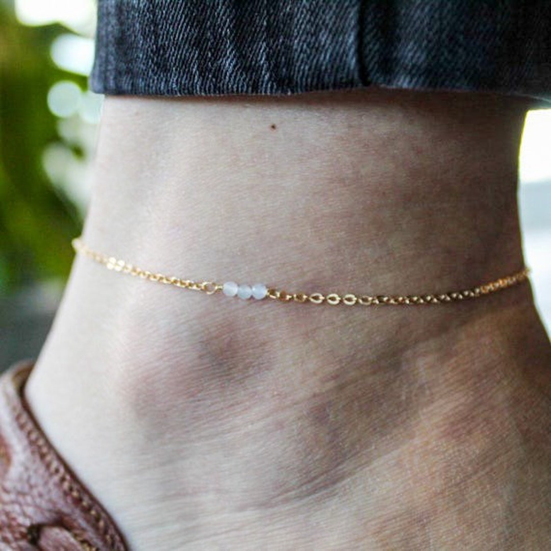 Aquamarine Anklet 14k Gold Fill Dainty Waterproof Anklet Aquamarine ...