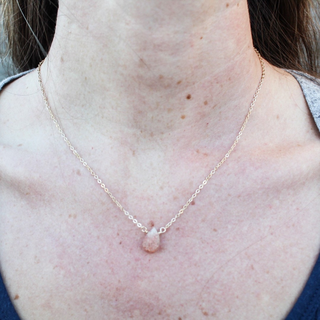 Sunstone Raw Crystal Necklace, Crystal Jewelry, Orange Crystal Necklace ...