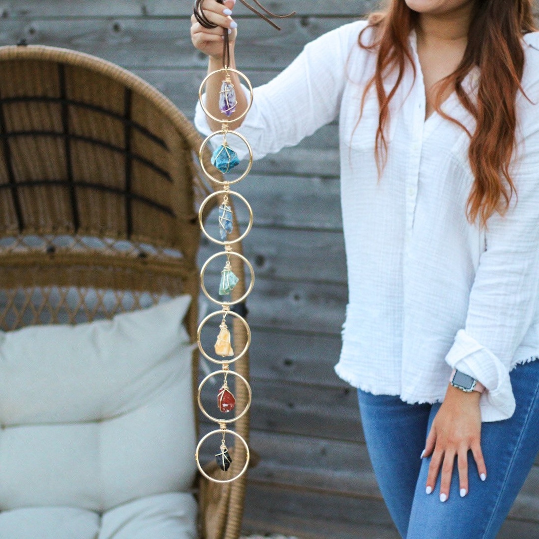 Raw Gemstone Crystal Hanging Boho Home Decor Crystal Home Decor Chakra ...
