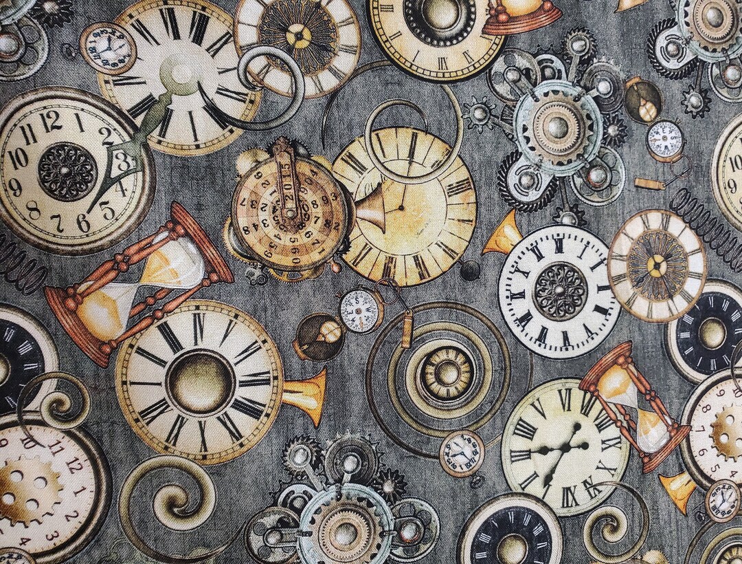 Steampunk Adventures Clocks by QT Fabrics - Etsy