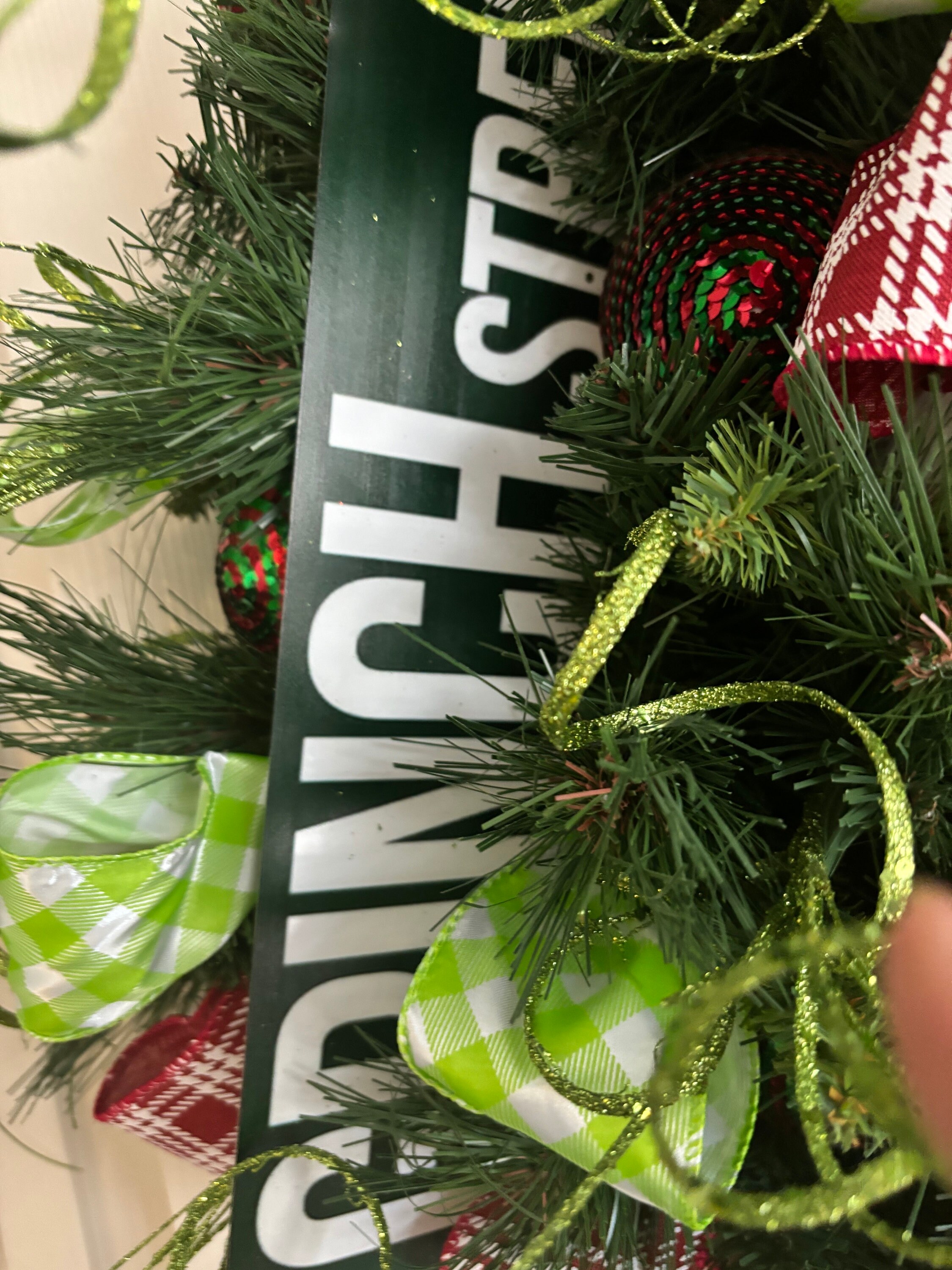 Grinch Street, Green Furry Monster Christmas Wreath - Etsy