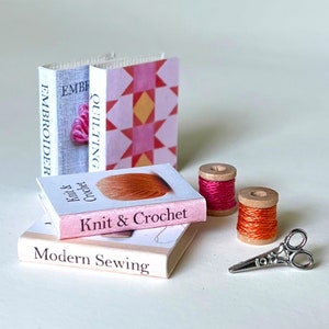Dollhouse Craft Book Set, Miniature Sewing Books and Accessories, Spool ...