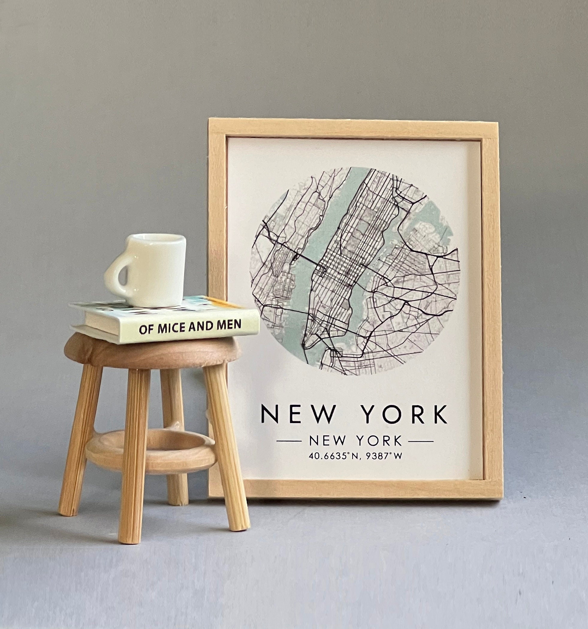Modern Miniature, New York Map Framed Dollhouse Wallart - Etsy