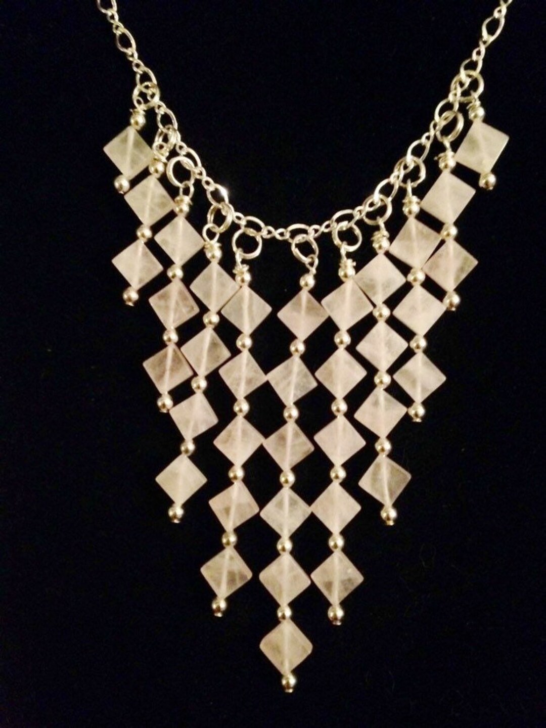 Collier lustre en quartz rose - Etsy France