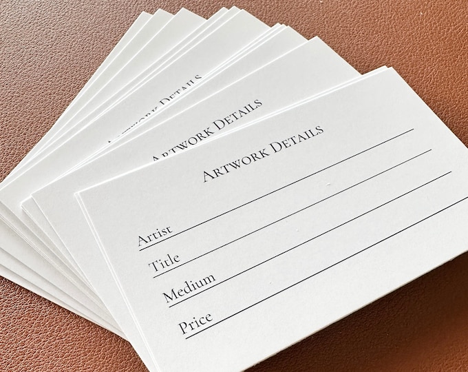 Artwork Labels for Art Shows and Exhibitions, Display Cards, Pack of 25 ...