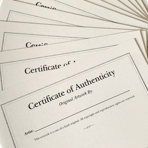 Simple Fillable Certificate of Authenticity Cards for - Etsy