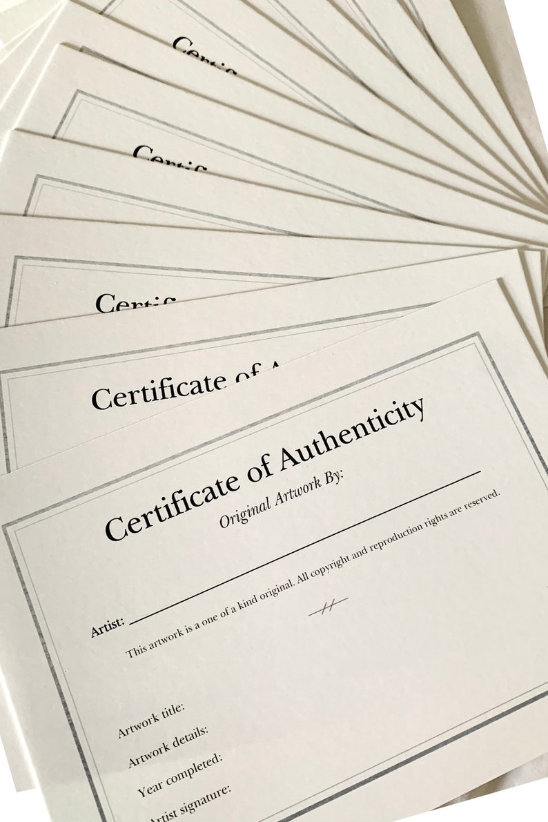 Simple Fillable Certificate of Authenticity Cards for - Etsy