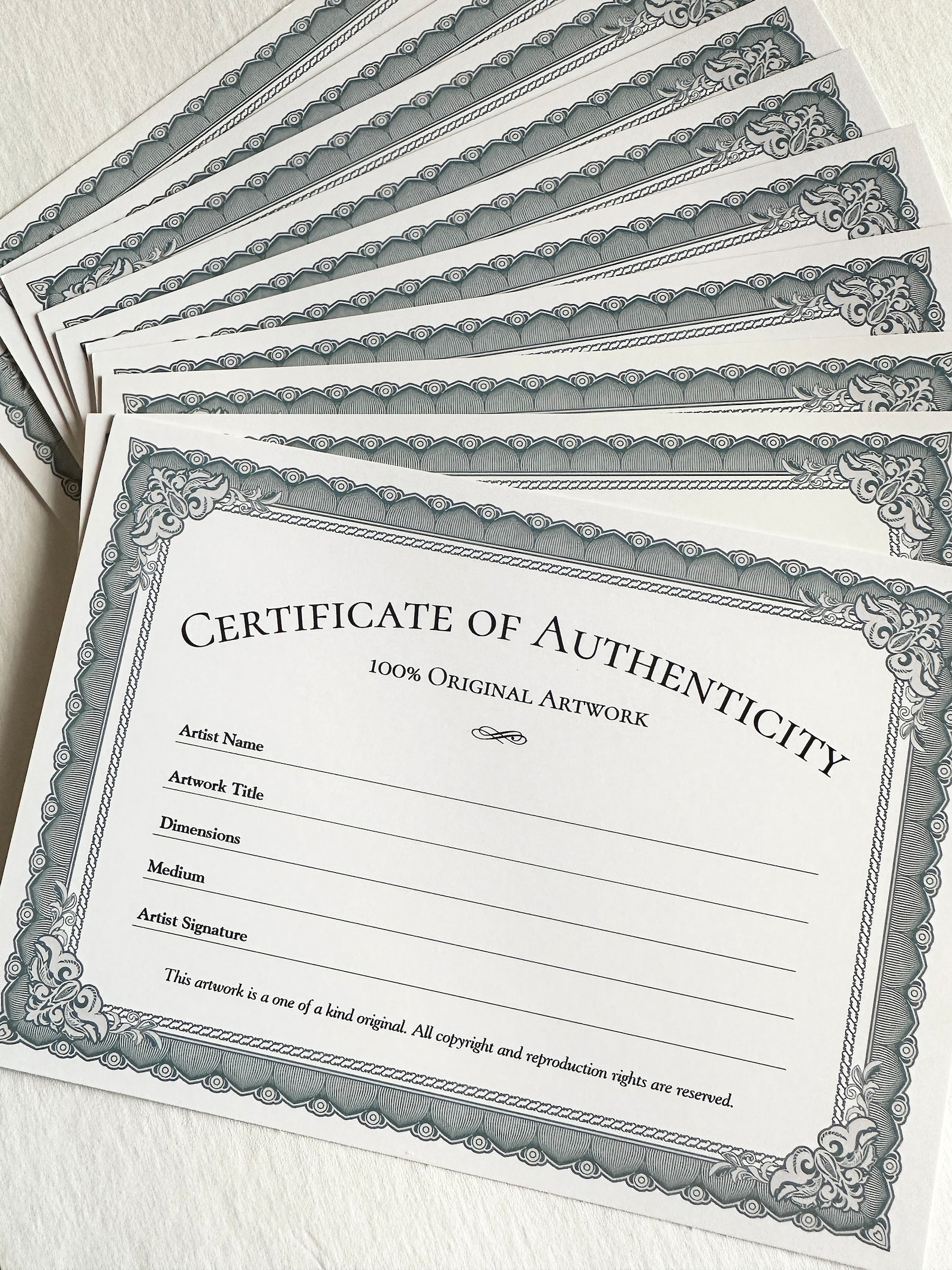Classic, Vintage Border Certificate of Authenticity for Art - Etsy