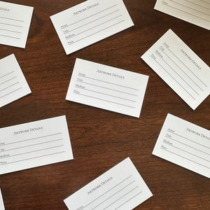 Artwork Labels for Art Shows and Exhibitions, Display Cards, Pack of 25 ...