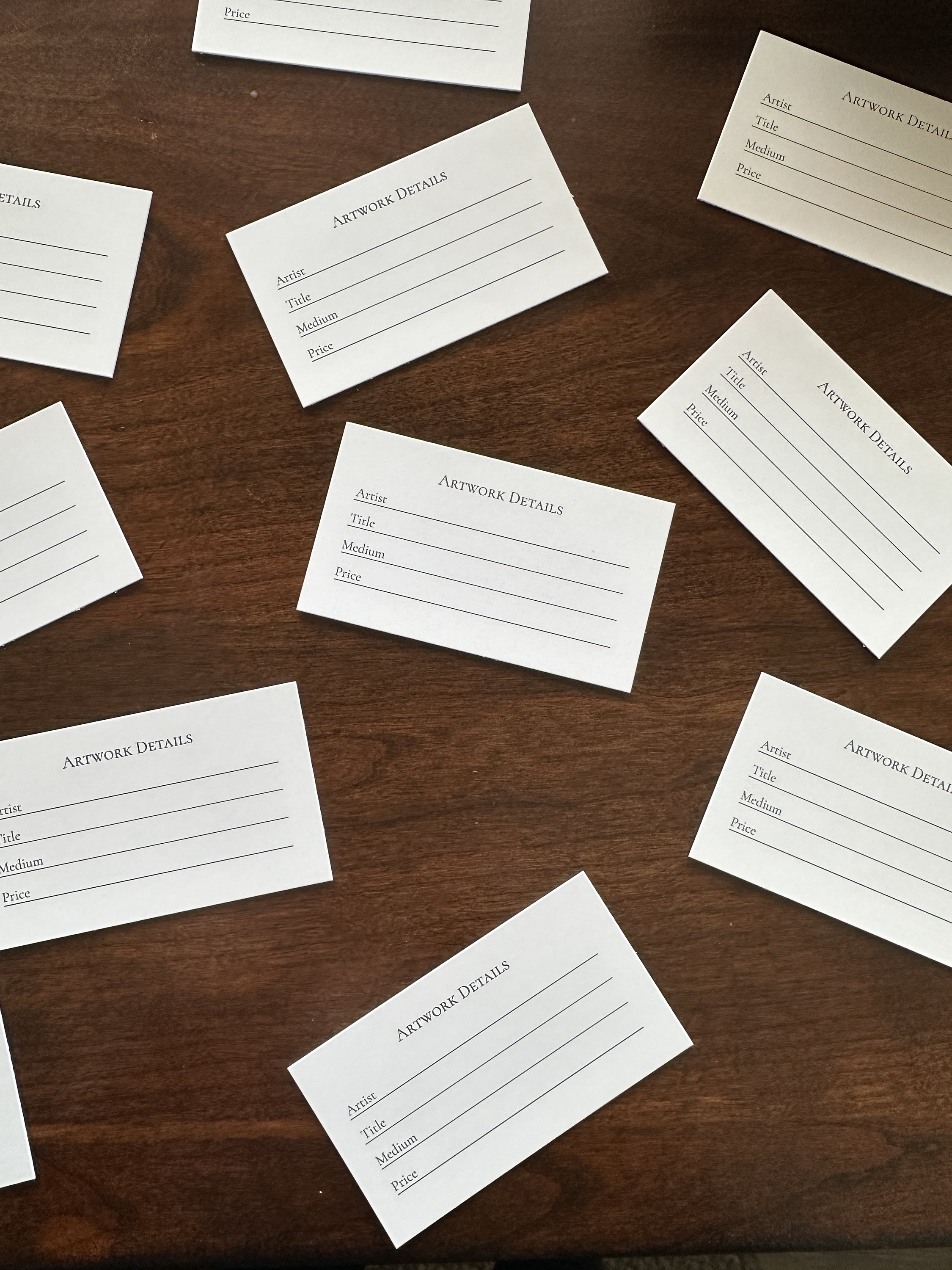 Artwork Labels for Art Shows and Exhibitions, Display Cards, Pack of 25 ...