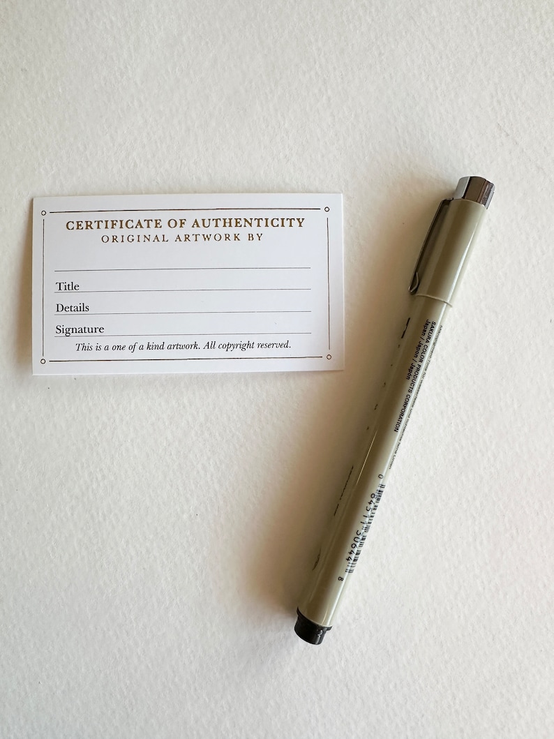 Miniature, Gold Foil Certificate of Authenticity Cards for Art - Etsy