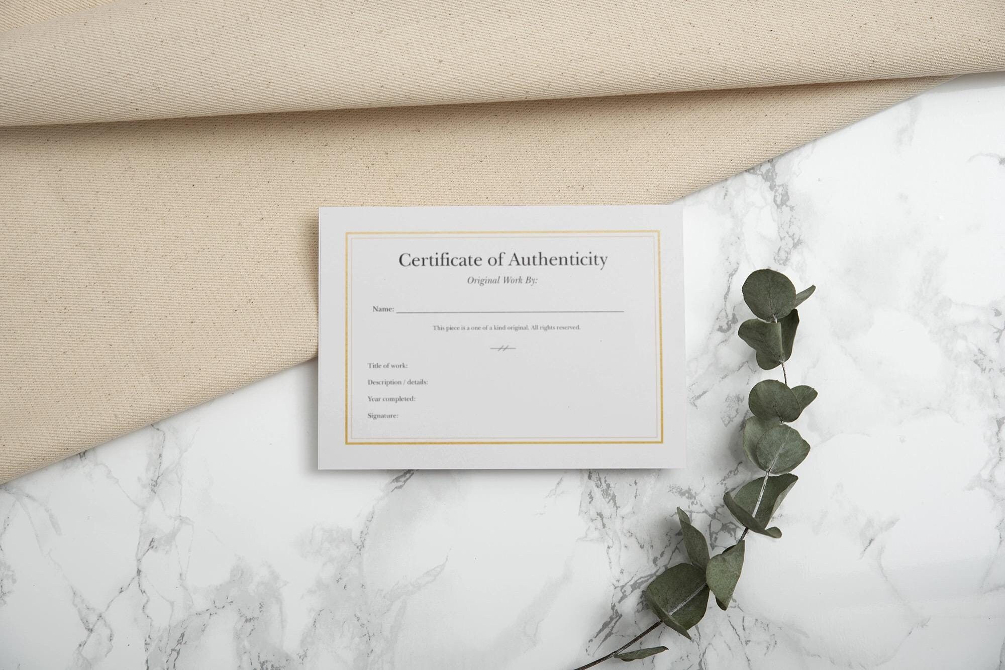 Certificate of Authenticity Cards for Art, Handmade, Crafts and ...