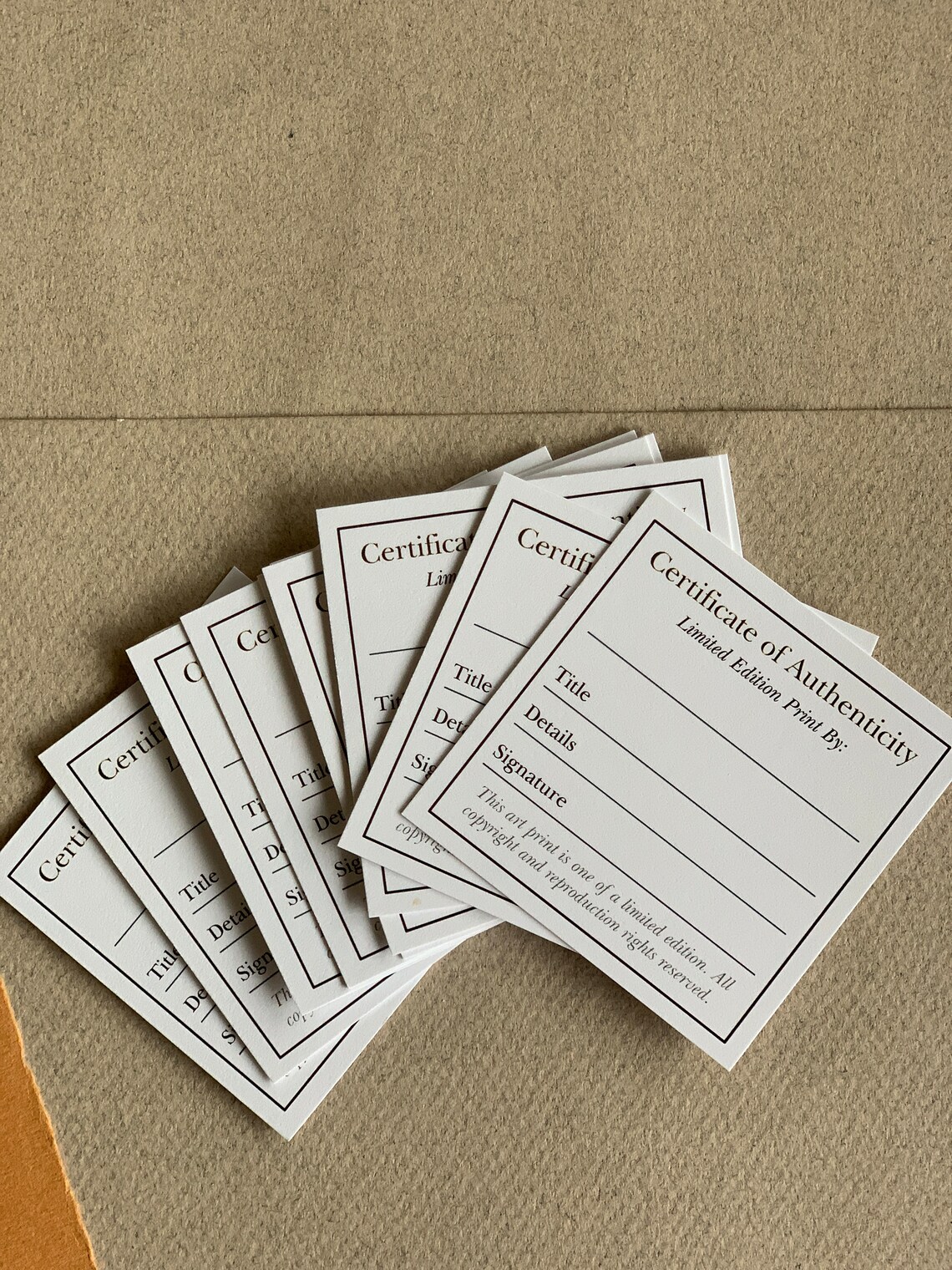 Miniature Limited Edition Print Certificate of Authenticity Cards - Etsy