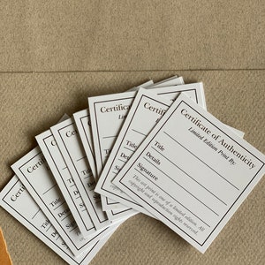 Miniature Limited Edition Print Certificate of Authenticity Cards - Etsy
