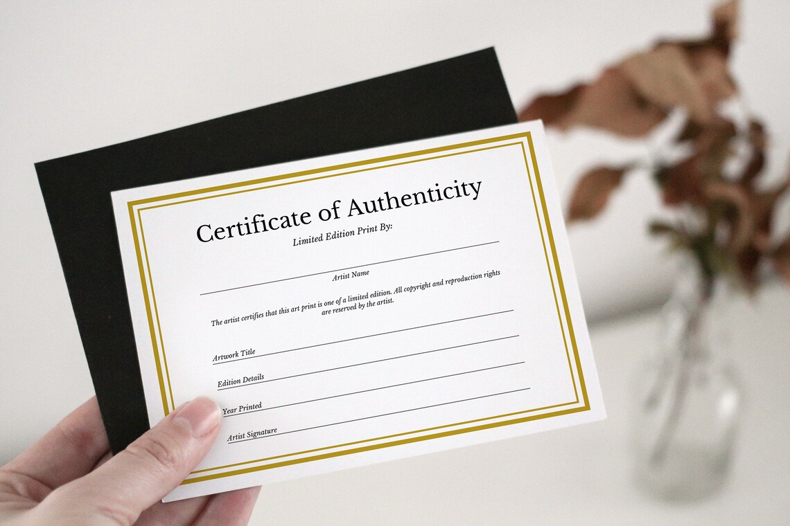 Limited Edition Art Print Certificate of Authenticity Template, Instant ...