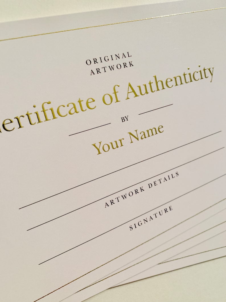 Personalized Gold Foil Certificate of Authenticity Cards for - Etsy