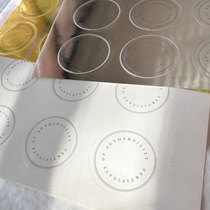 Certificate of Authenticity Envelope Sticker Seal | Gold Foil, Silver ...
