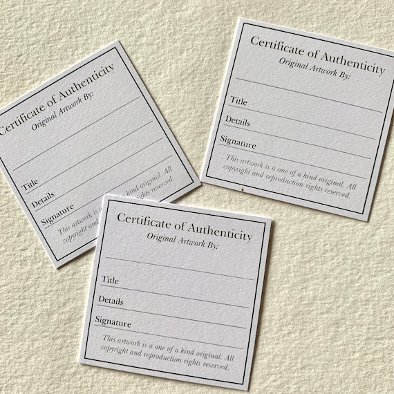 Miniature Fillable Certificate of Authenticity Cards for - Etsy