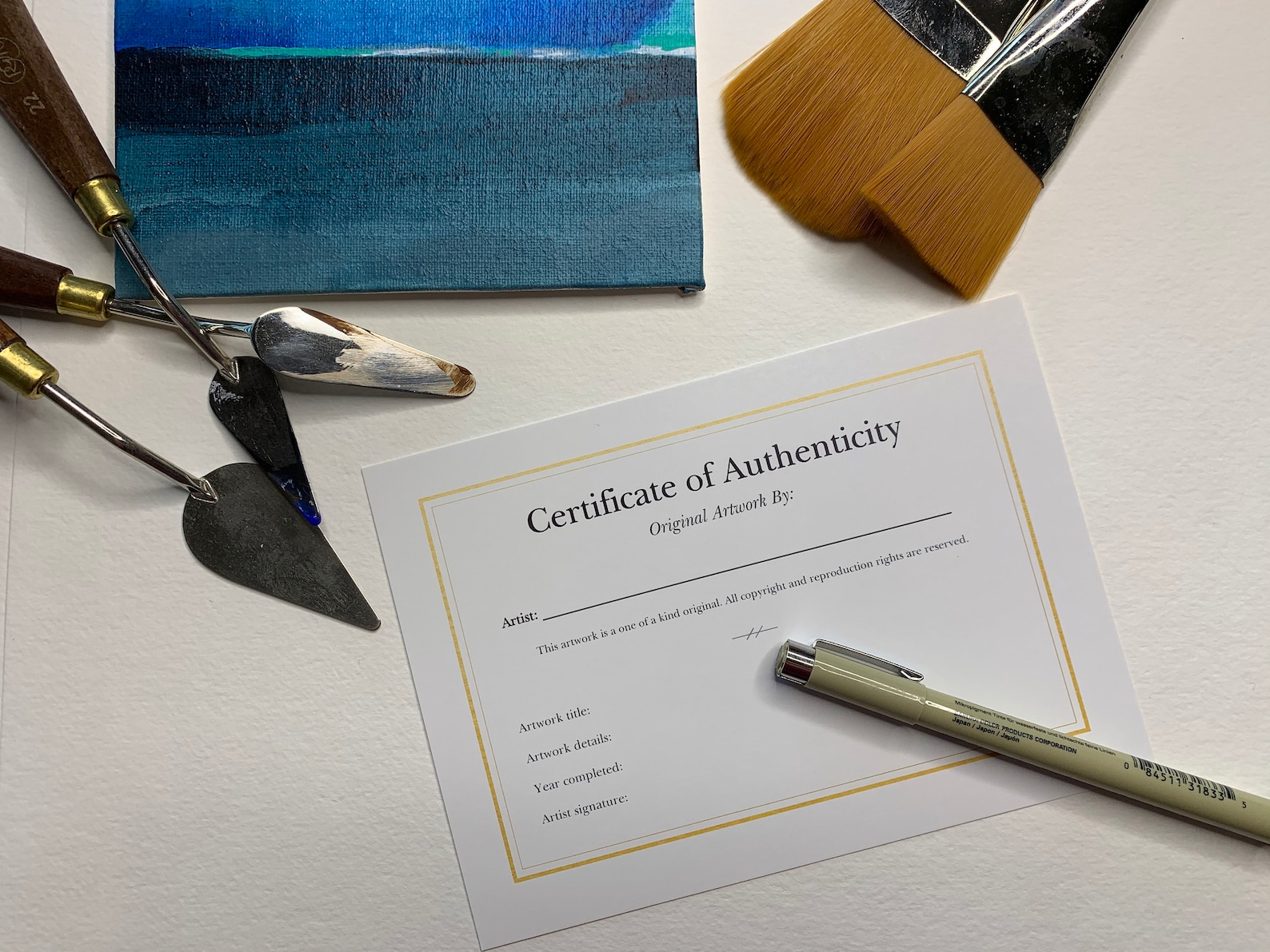 Simple, Fillable Certificate of Authenticity Cards for Original Artwork ...