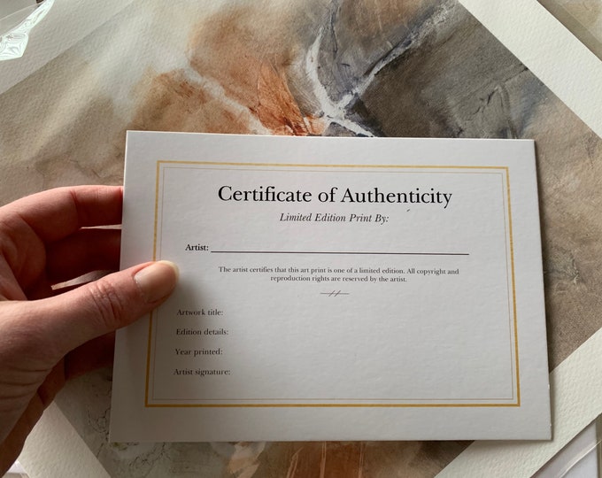 Limited Edition Art Print Certificate of Authenticity Cards - Etsy