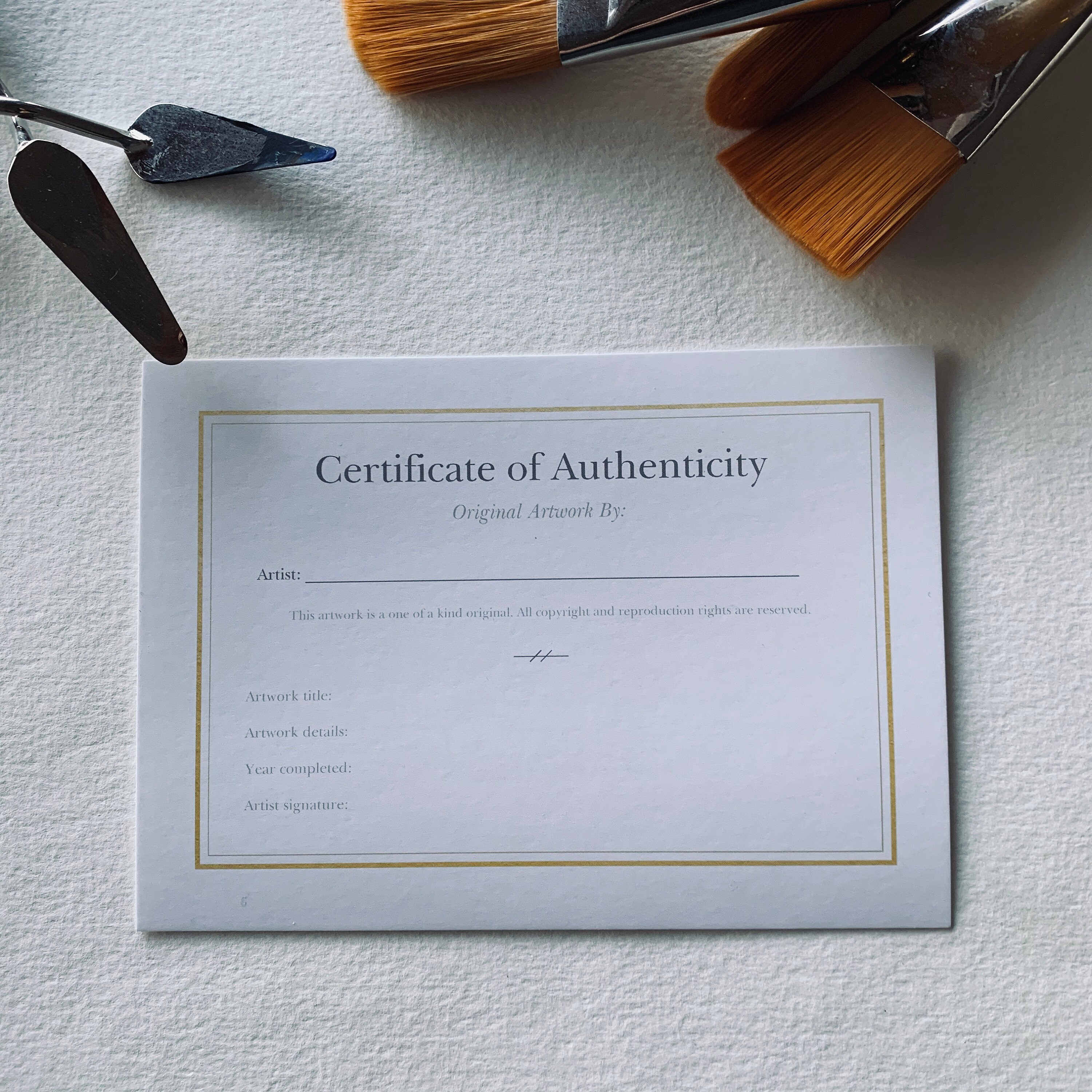 Simple Fillable Certificate of Authenticity Cards for | Etsy UK