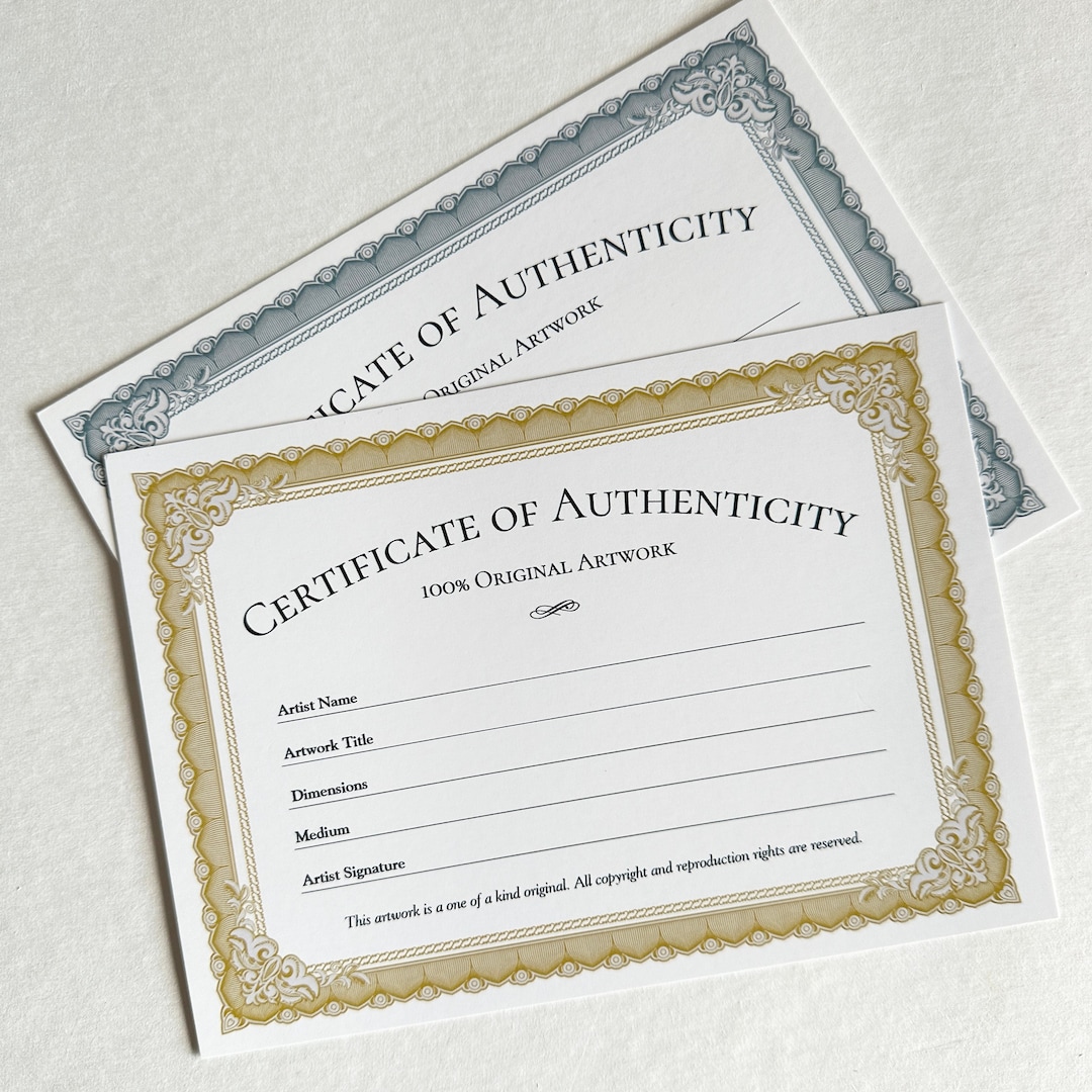 Classic, Vintage Border Certificate of Authenticity for Art - Etsy