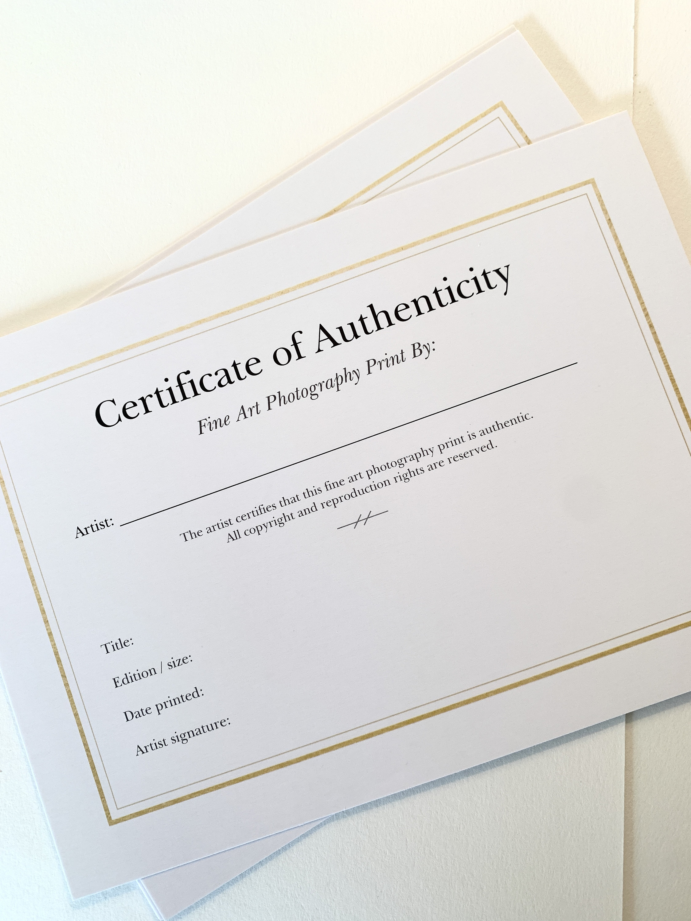 Limited Edition Print Certificate Of Authenticity Template